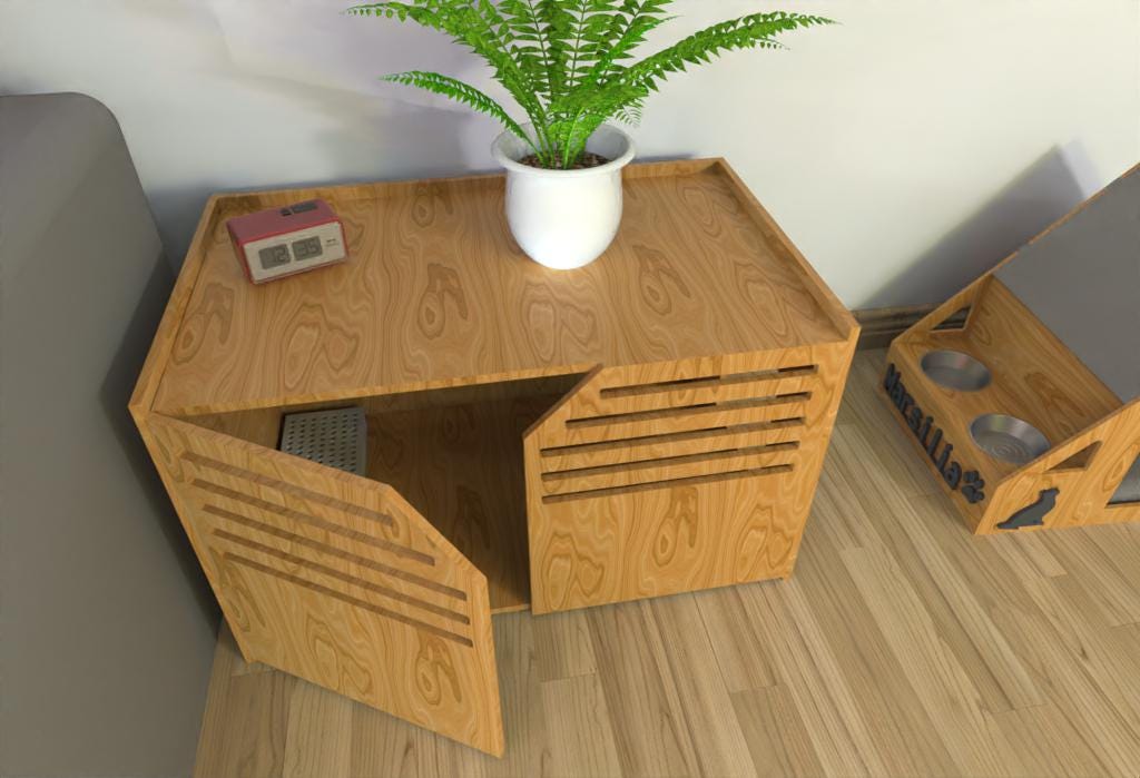 Modern Cat Litter Box Design Files for Cnc or Laser Cutting Machine ...