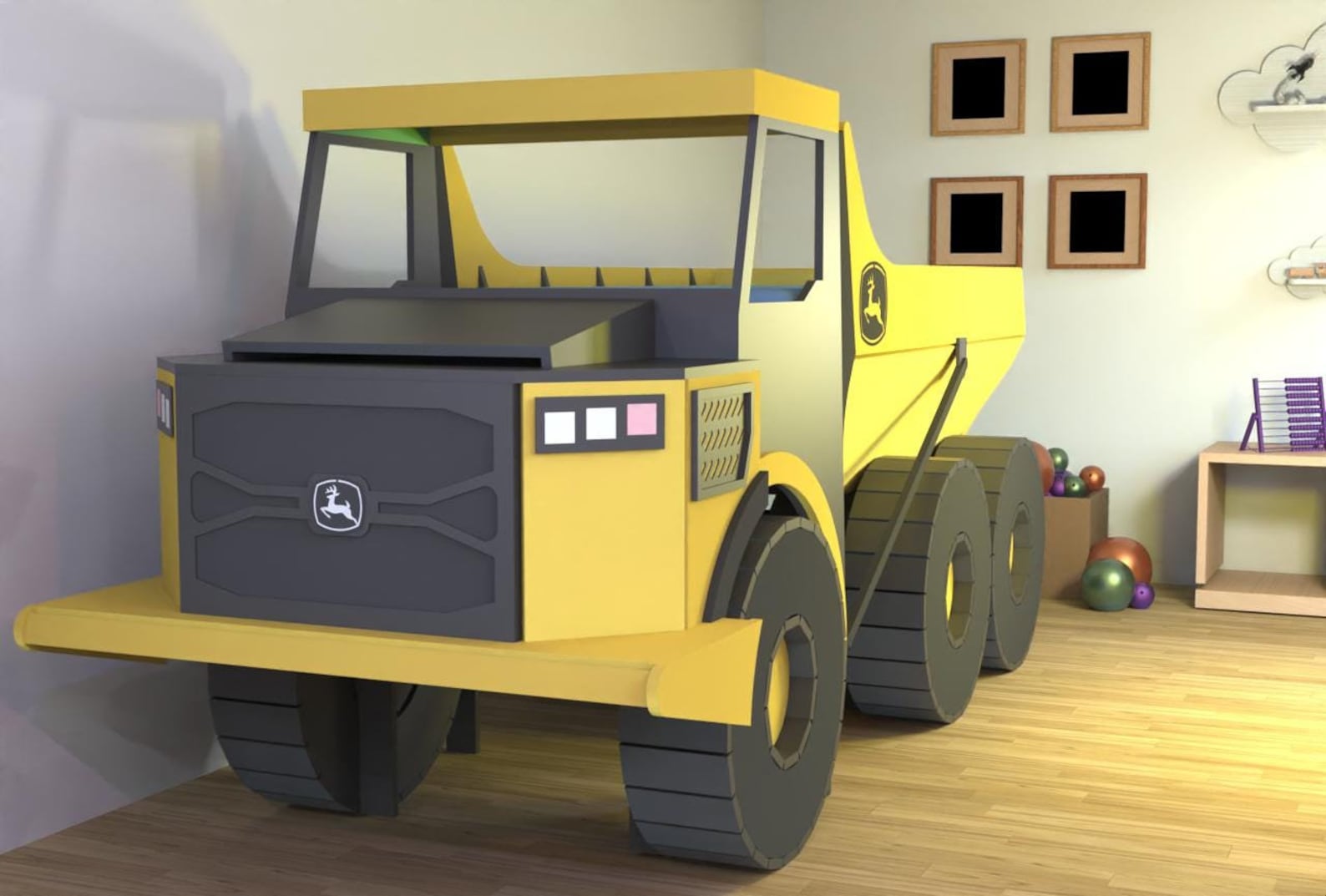 Tractor Construction Bed PRODUCTION PLAN Bulldozer Twin Size Bed Bobcat ...