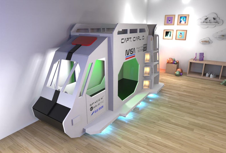 Rocket Space Shuttle Boy Bed PRODUCTION PLAN Astronauts Planet Sky Bed ...