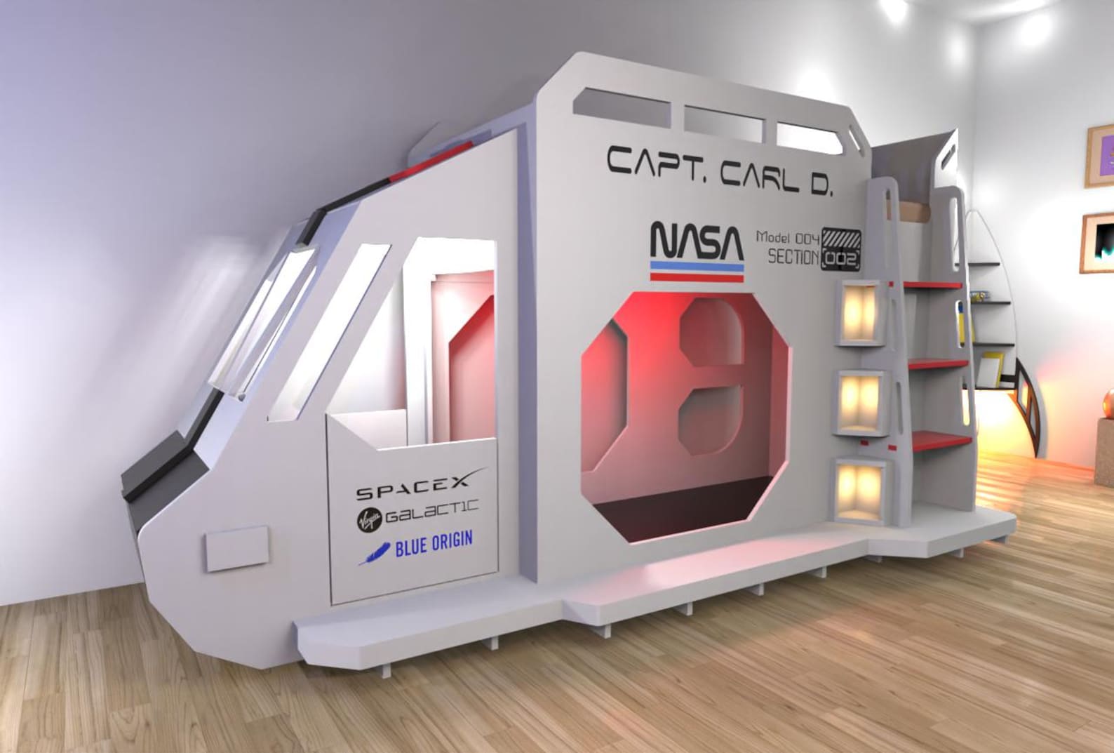 Rocket Space Shuttle Boy Bed PRODUCTION PLAN Astronauts Planet Sky Bed ...