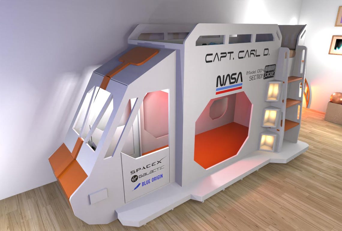 Rocket Space Shuttle Boy Bed PRODUCTION PLAN Astronauts Planet Sky Bed ...