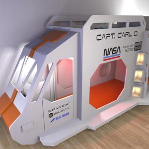 Rocket Space Shuttle Boy Bed PRODUCTION PLAN Astronauts Planet Sky Bed ...