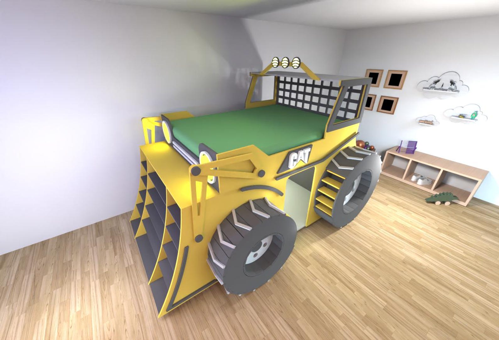 Bulldozer Cat Tractor Construction With Playground & Bunk Bed ...