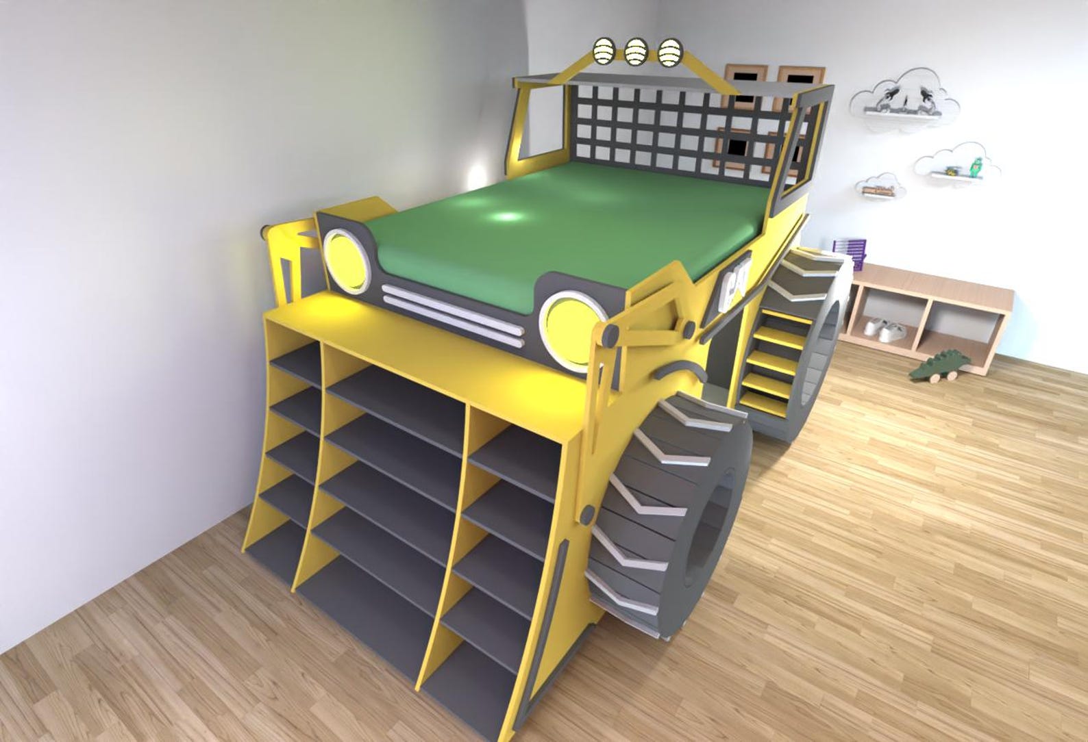 Bulldozer Cat Tractor Construction With Playground & Bunk Bed ...