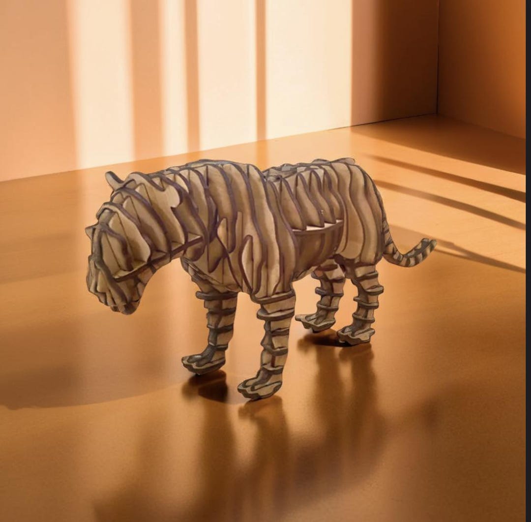 3D Tiger Puzzle Kit - DIY Wooden Tiger Sculpture | Unique Wall Decor ...