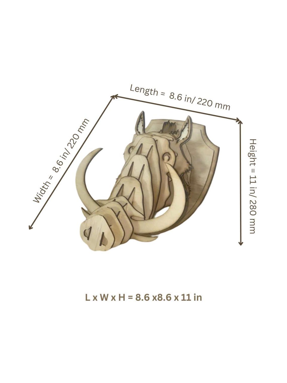 3D Boar Head Puzzle Kit - DIY Wooden Boar Sculpture | Unique Wall Decor ...