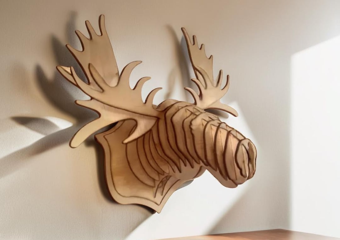 3D Moose Head Puzzle Kit - DIY Wooden Moose Sculpture | Rustic Wall ...