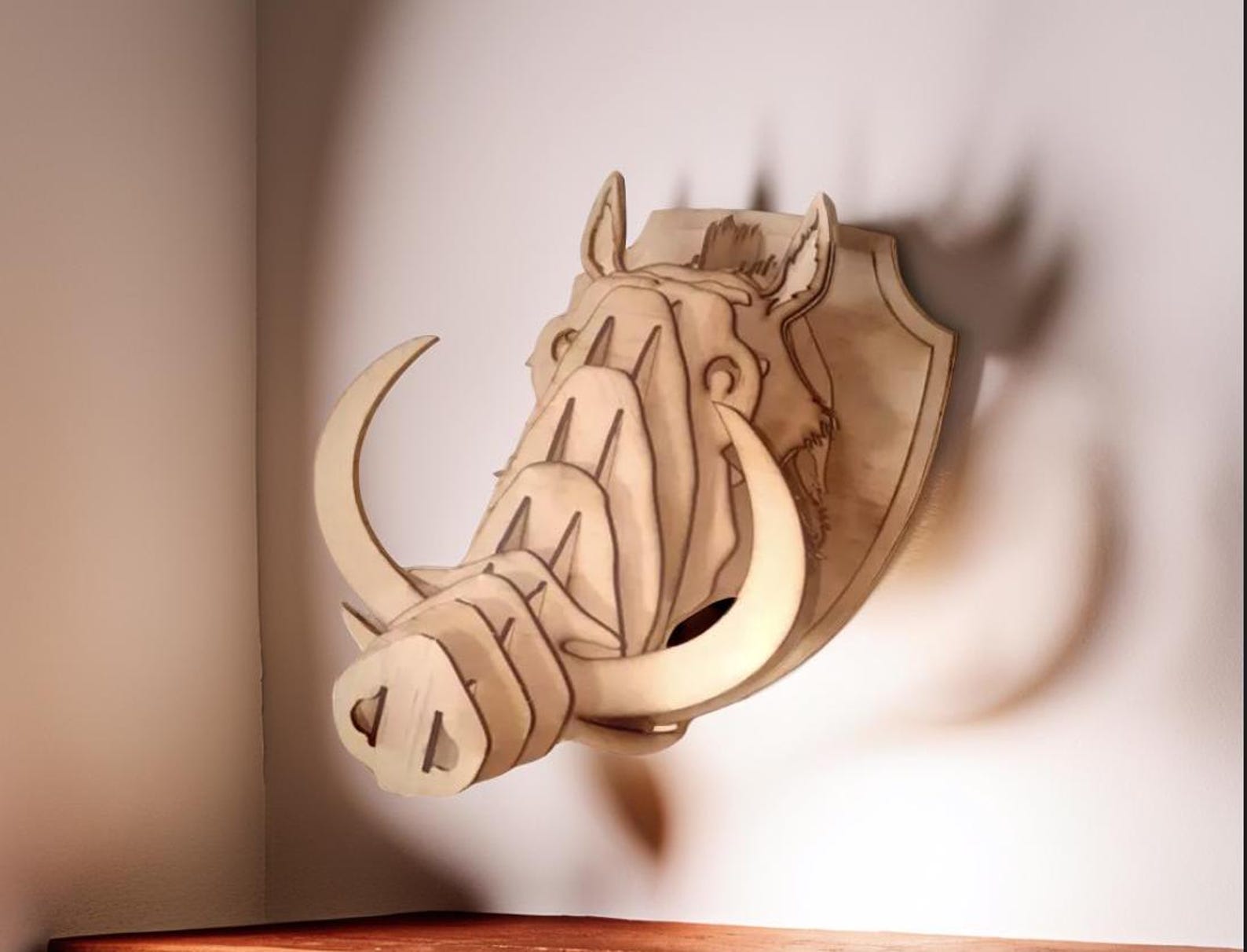 3D Boar Head Puzzle Kit - DIY Wooden Boar Sculpture | Unique Wall Decor ...