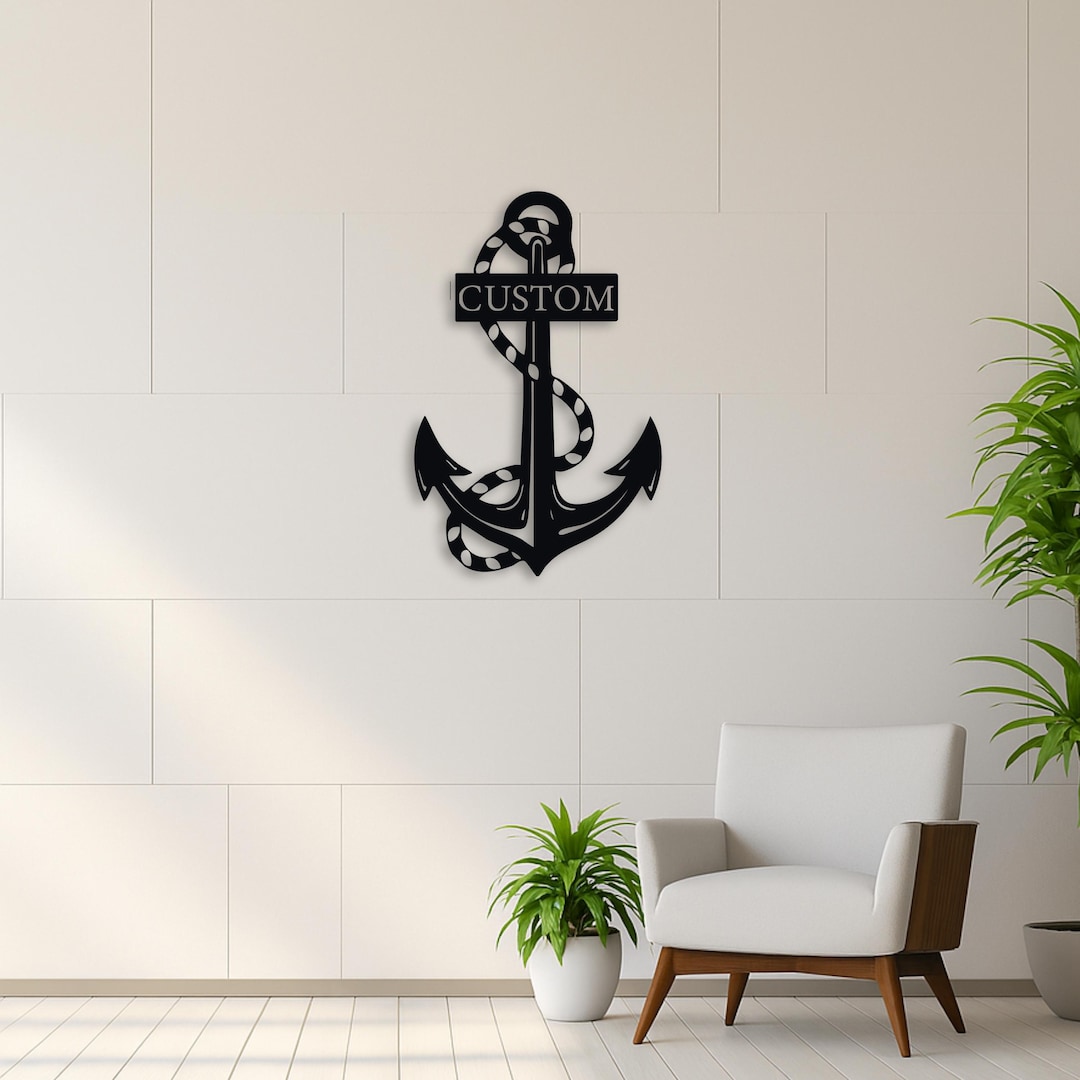Custom Anchor Metal Wall Art, Nautical Name Sign, Personalized Maritime ...