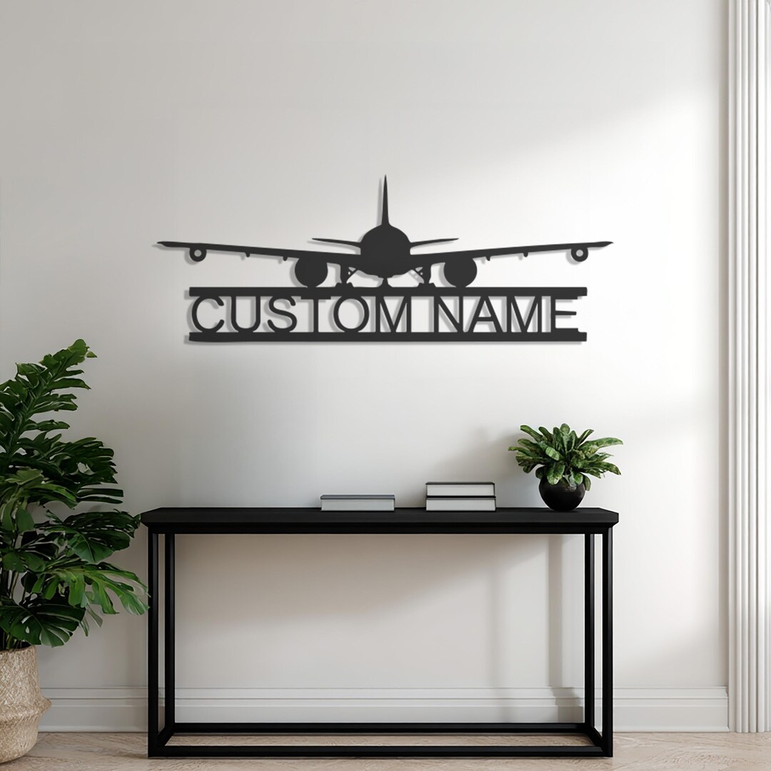 Custom Airplane Metal Wall Art, Personalized Pilot Name Sign, Aviation ...