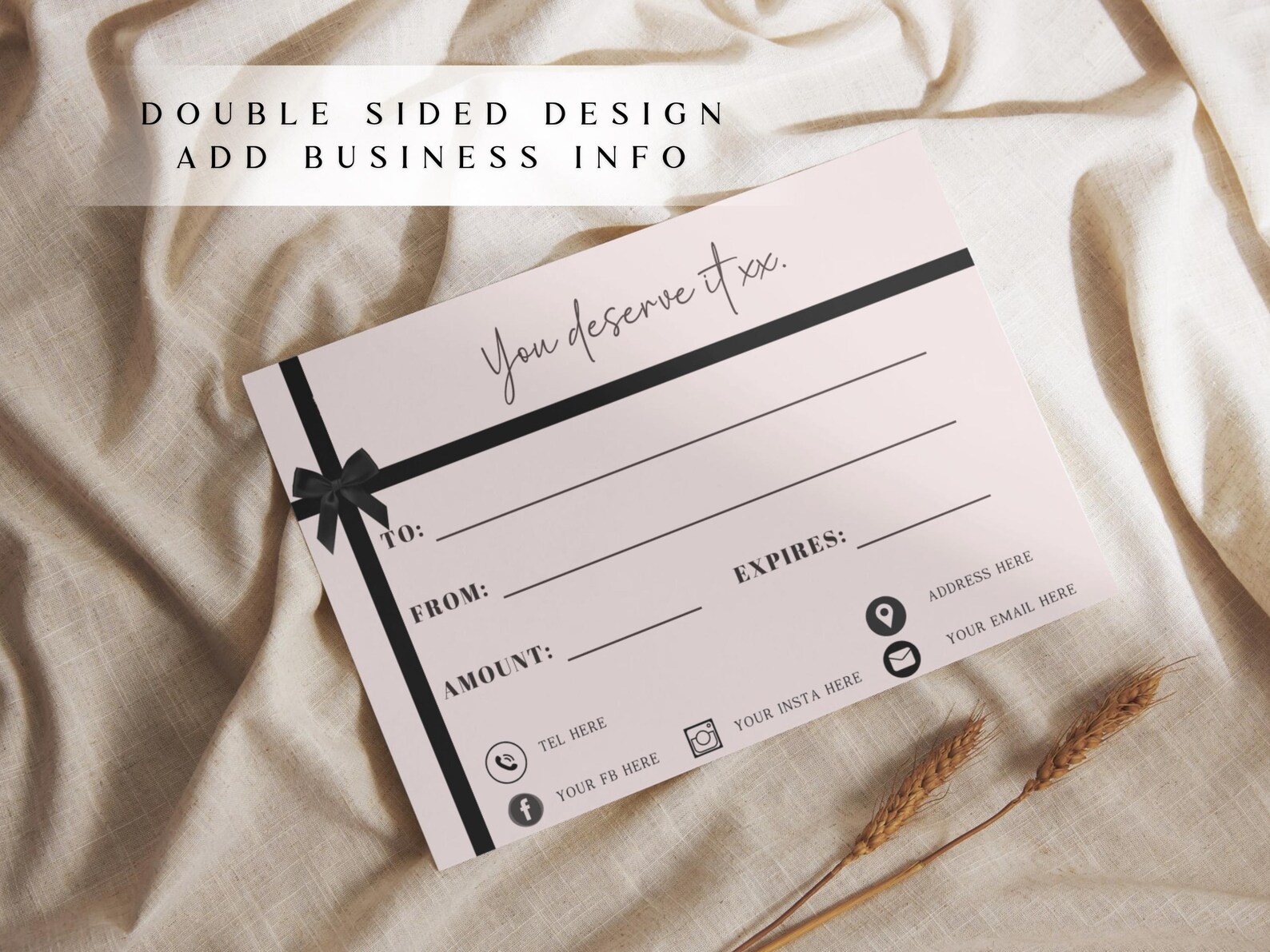 Custom Beauty Blush Pink Gift Voucher Modern Salon Gift Certificate for ...