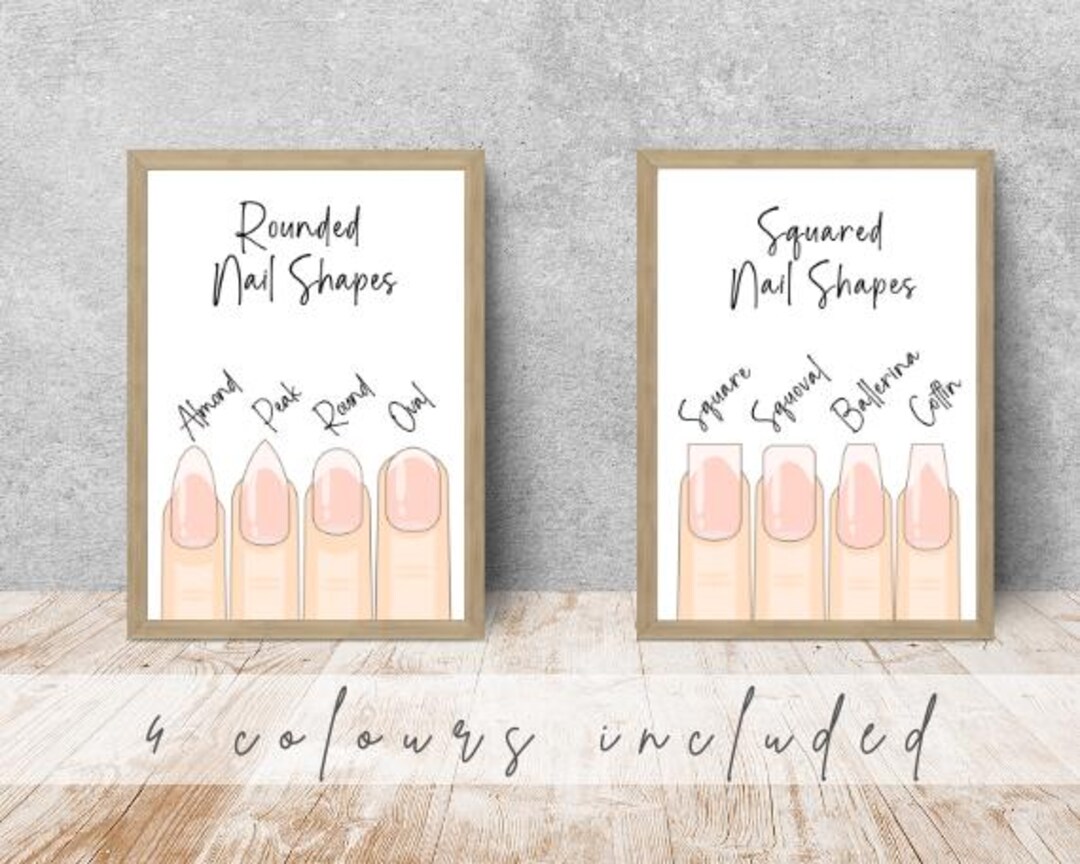 Nail Shape Chart Prints, Salon Decor, Nail Guide (digital Download) - Etsy