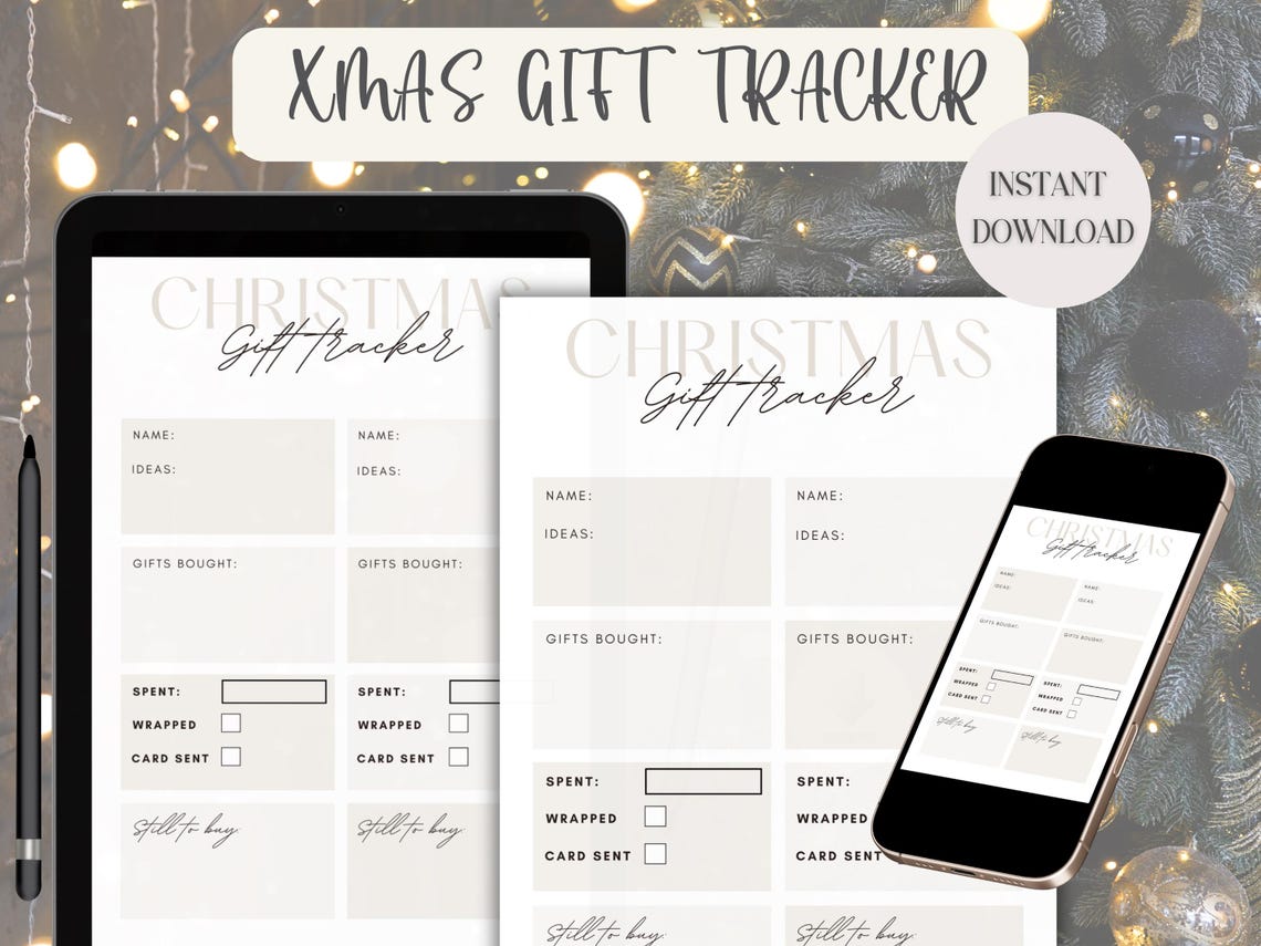 Gift Planner, Printable, Gift Tracker Printable, Instant Download ...