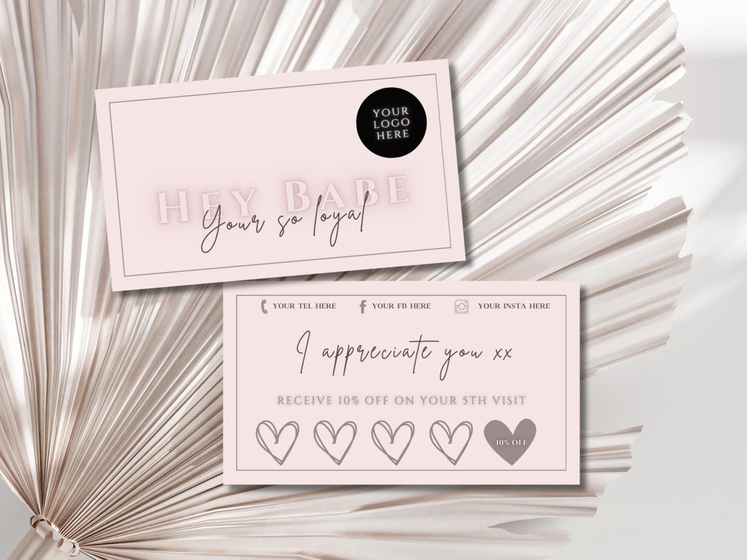 Minimalist Salon Loyalty Card Template | Blush Pink Reward Card (canva ...