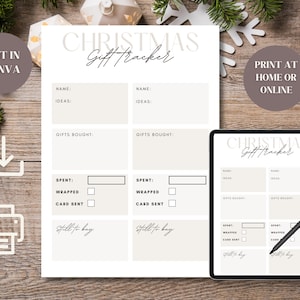 Gift Planner, Printable, Gift Tracker Printable, Instant Download ...