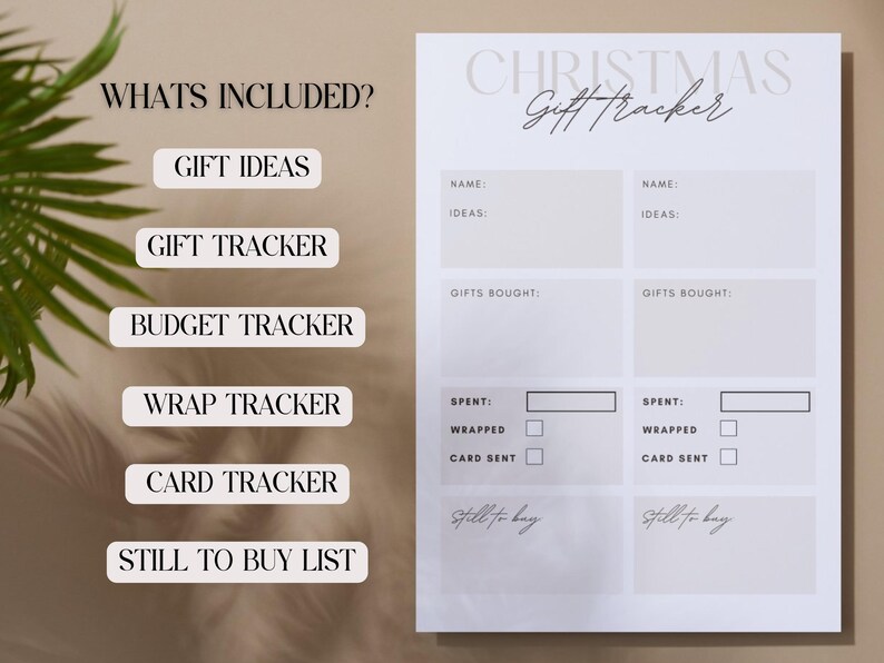 Gift Planner, Printable, Gift Tracker Printable, Instant Download ...