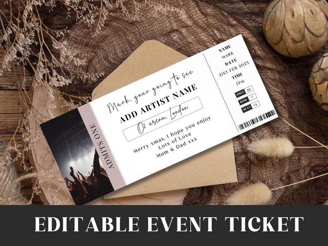 Mock Event Ticket Gift Idea for Him or Her Custom Gig Ticket Gift ...