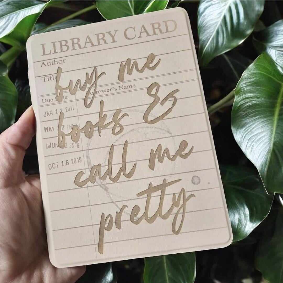 Custom Engraved Library Card Kindle Cover: Clear Back, Personalized E ...
