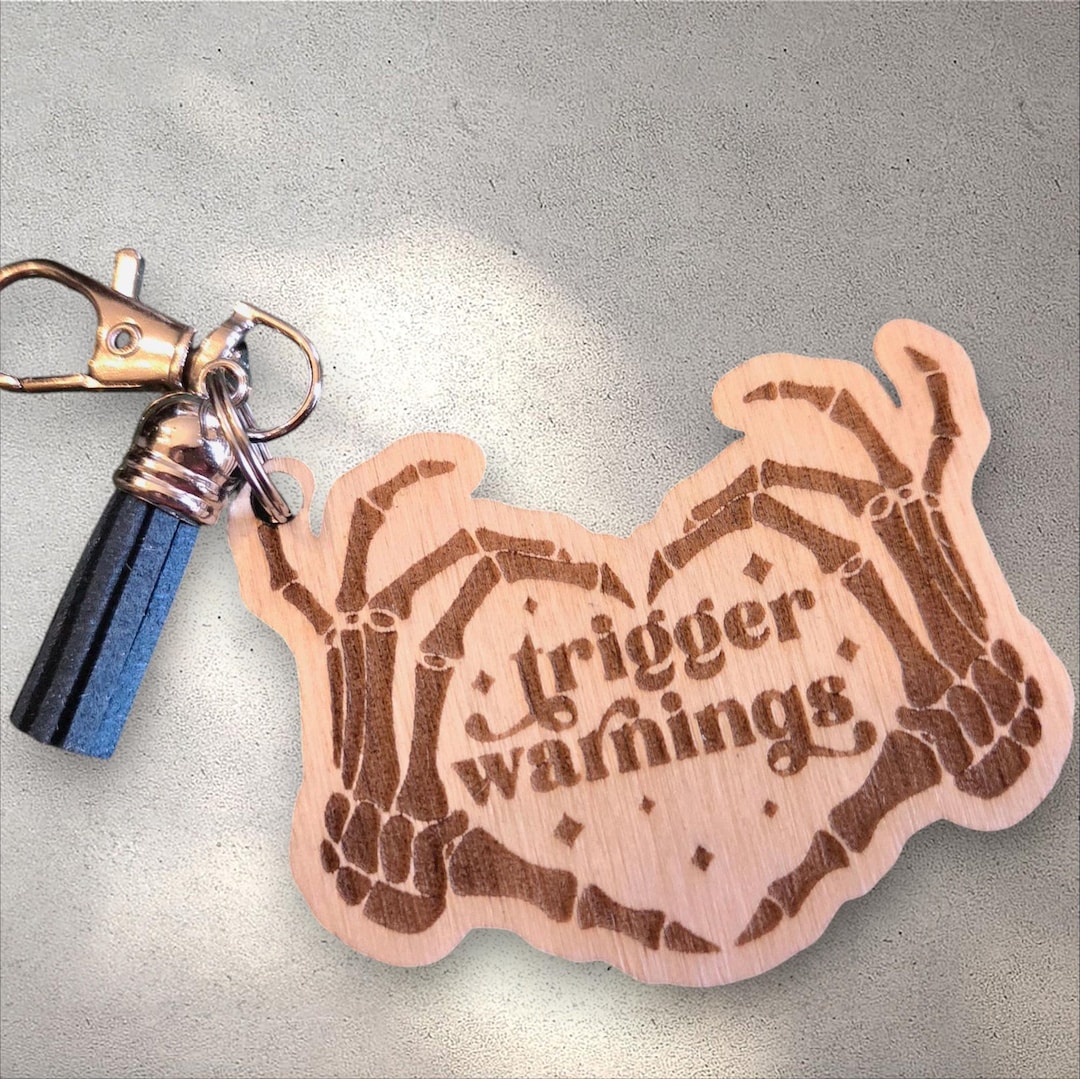 Trigger Warning Wooden Keychain: Dark Romance Reader Gift - Etsy