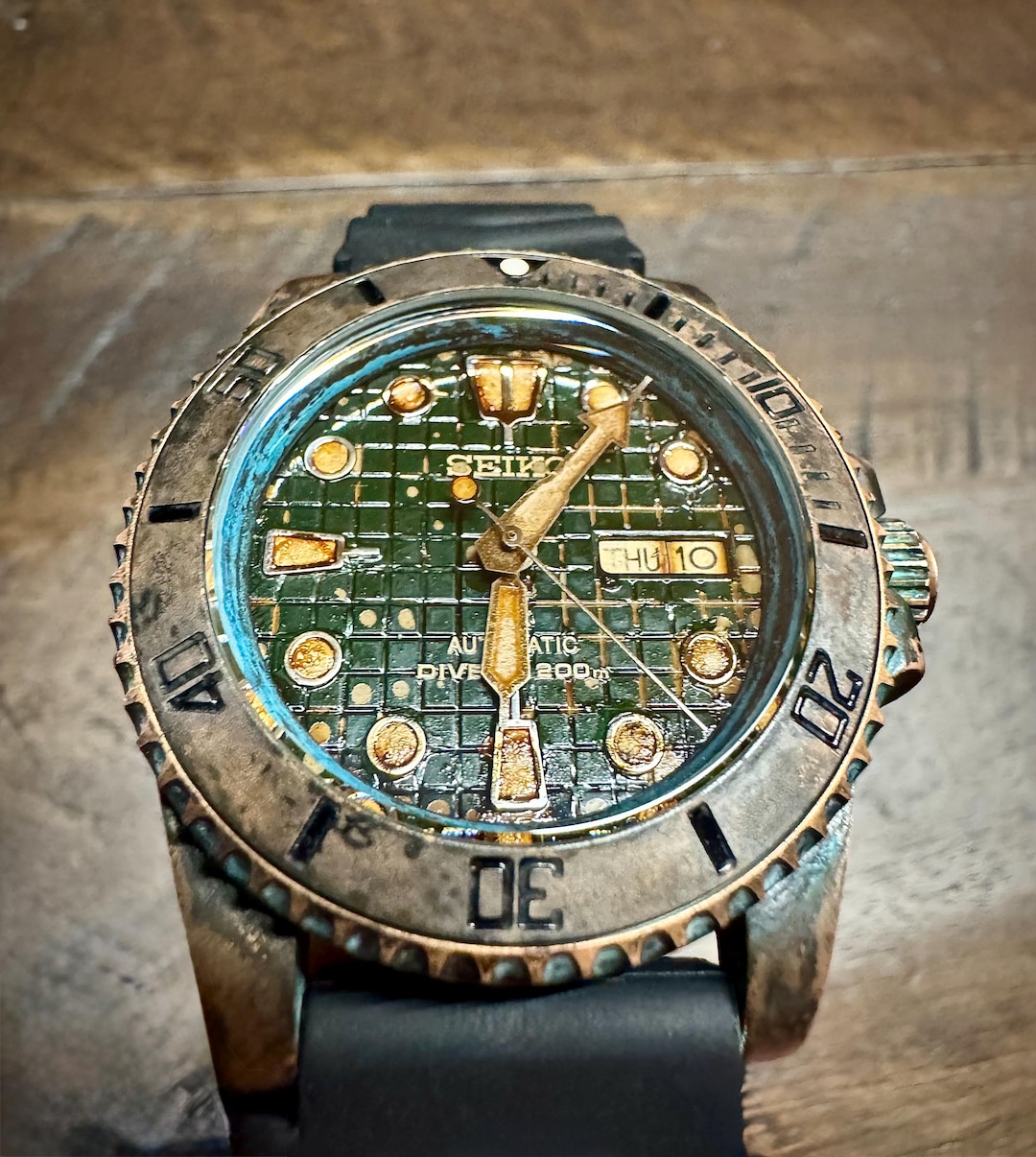 Bronze Seiko Submariner Automatic Watch Vintage Brass Patina Military ...