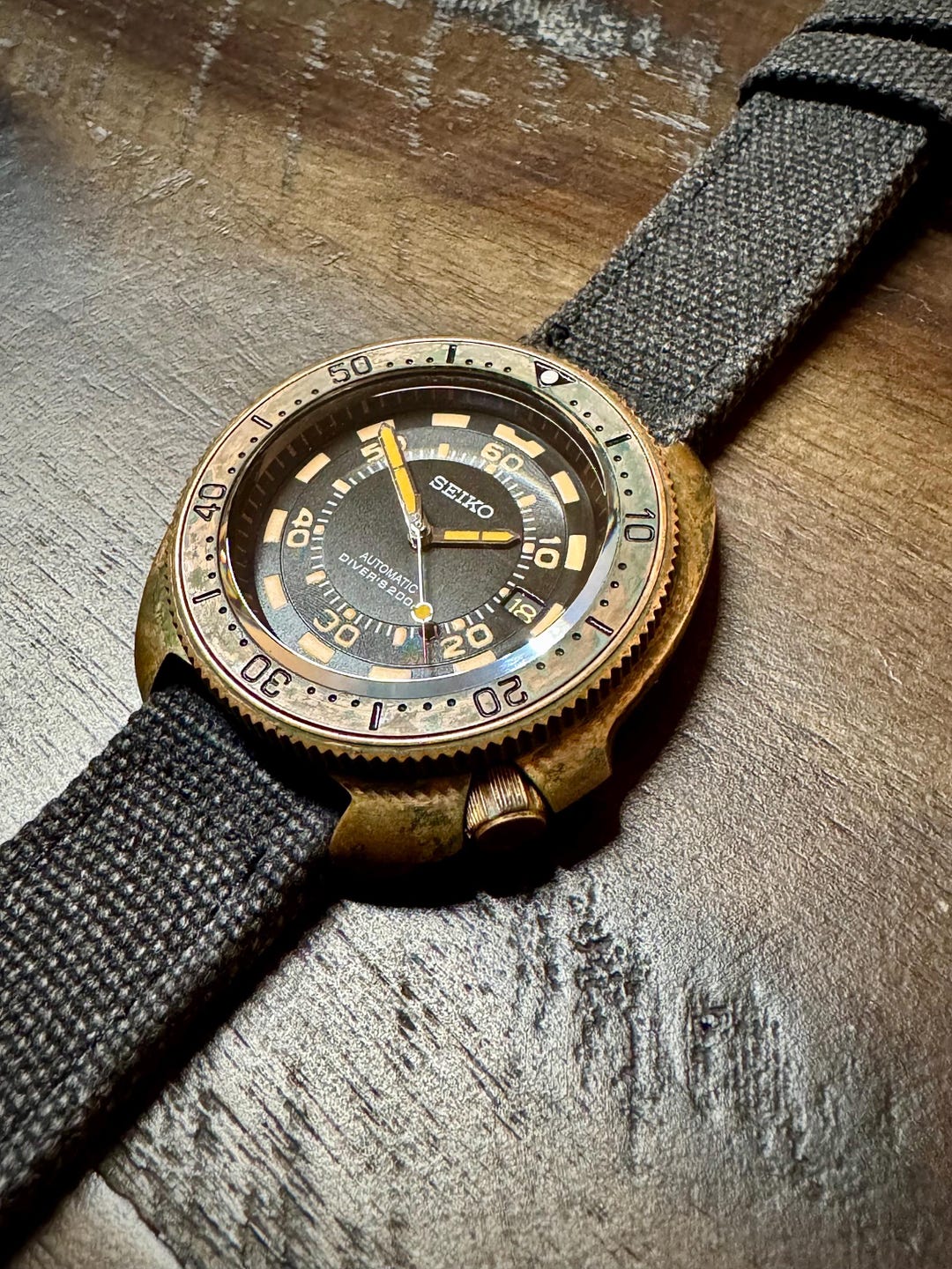 Bronze Seiko Turtle Automatic Watch Vintage Brass Patina Military ...
