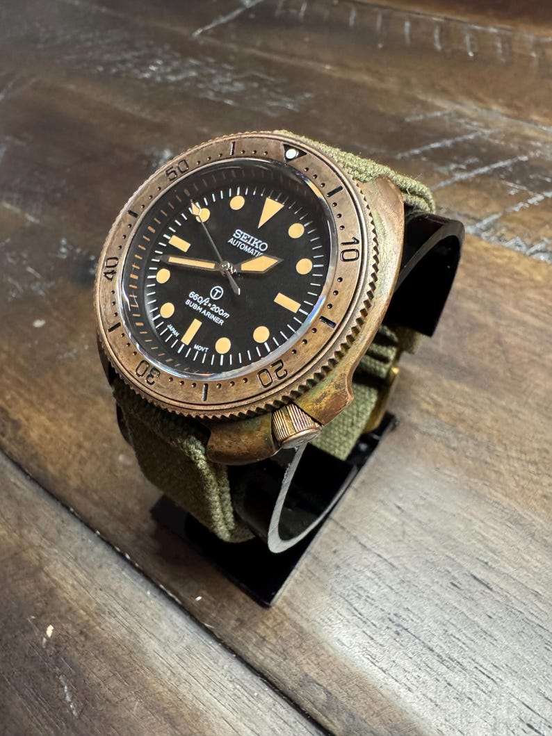 Bronze Seiko Turtle Automatic Watch Vintage Brass Patina Military Army ...
