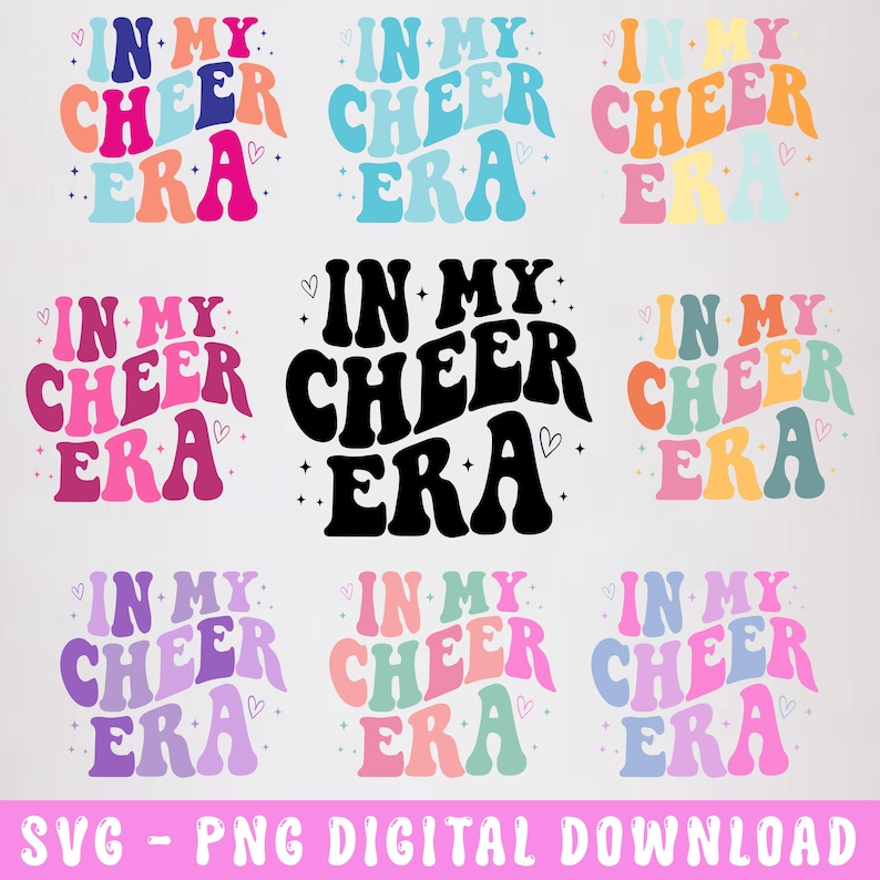 In My Cheer Era Bundle Svg, Wavy Letters Cheer Shirt Svg, Cheerleading ...