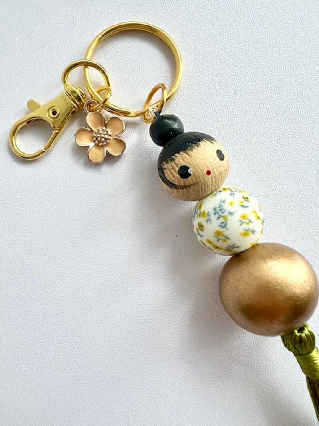 HINA - Kimeko KOKO Doll Bag Charm Key Chain in GOLD Made With Vintage ...