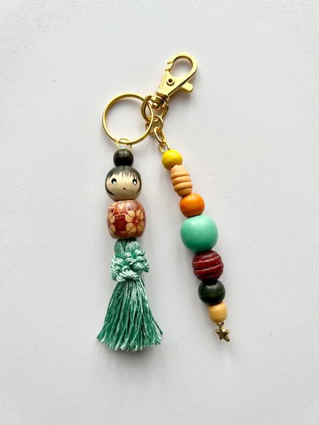 KIYOKO Kimeko KOKO Doll Bag Charm Key Chain in GOLD Made With Vintage ...