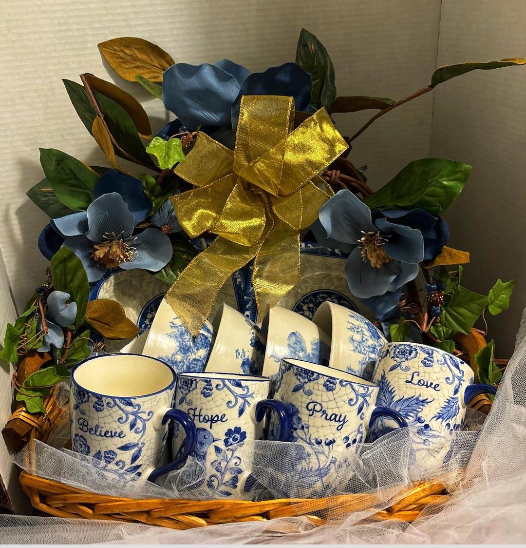 Gift Basket Dinner Set | Bowls, Salad Plates & Inspirational Coffee ...
