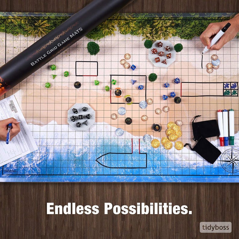 36" X48" Extra Large DND Battle Game Map | Double-sided With Grids and ...