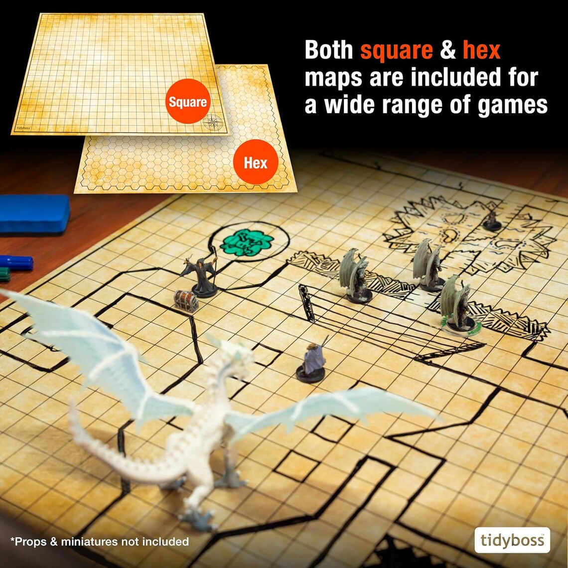 Foldable Dungeons and Dragons Game Mat With DM Screen | Dry Erase ...