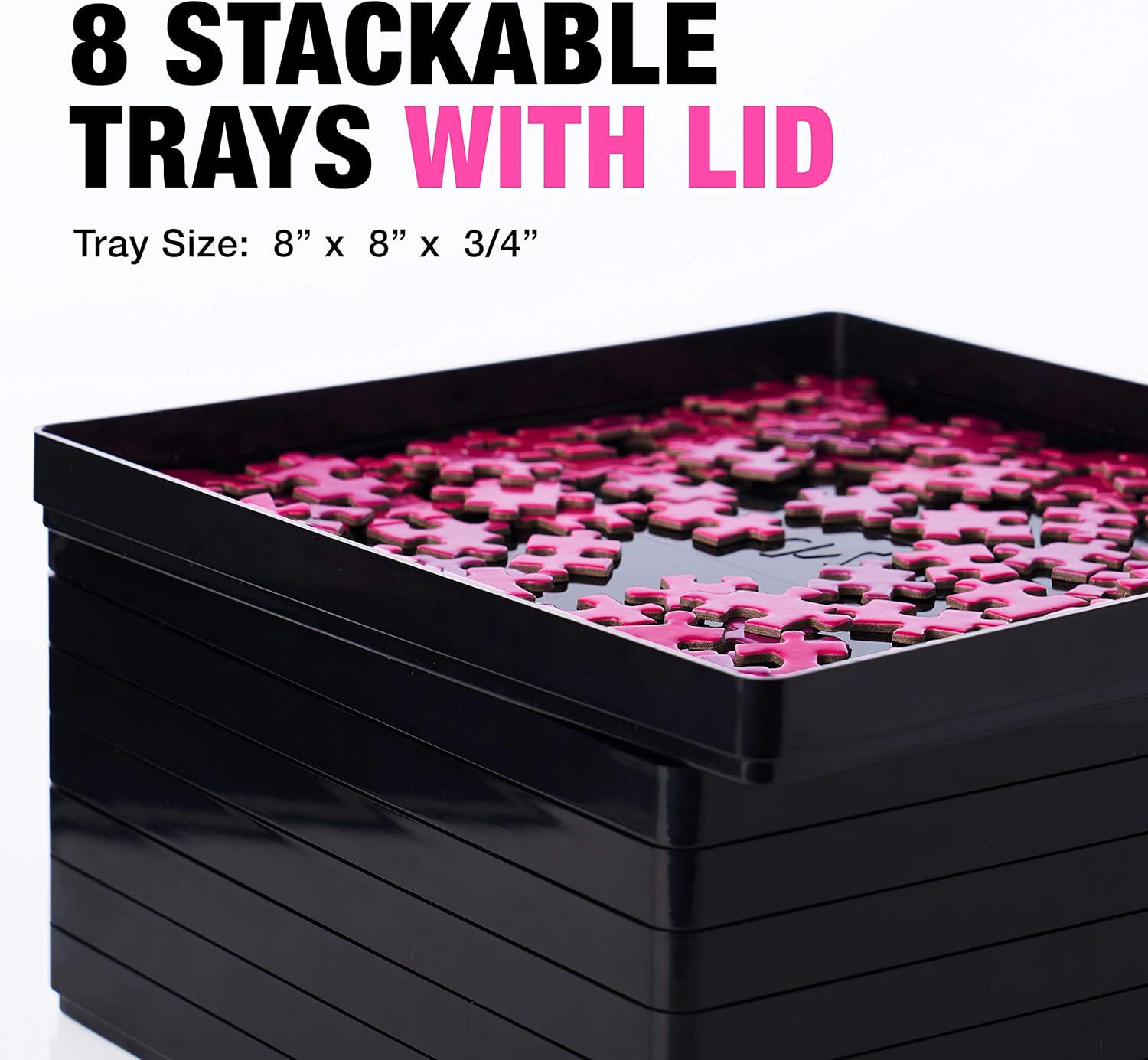 8 X Black Stackable Puzzle Sorting Trays With Lid 8" X 8" | Portable ...
