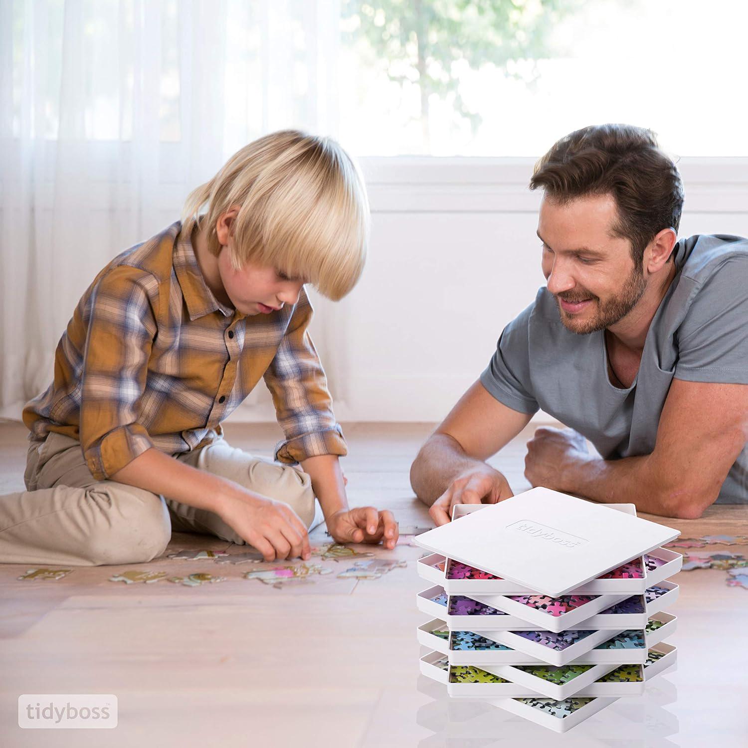 8 X White Stackable Puzzle Sorting Trays With Lid 8" X 8" | Portable ...