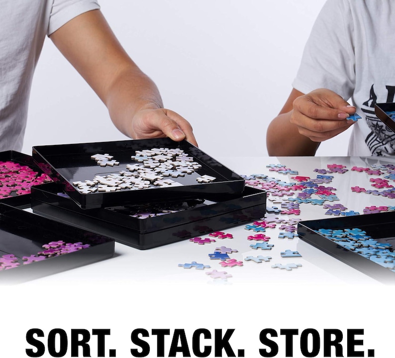 8 X Black Stackable Puzzle Sorting Trays With Lid 8" X 8" | Portable ...