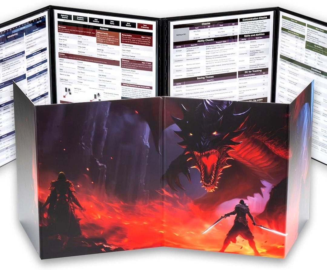 4-panel Customizable DM Screen With Inserts Updated With New 5.5e Rules ...