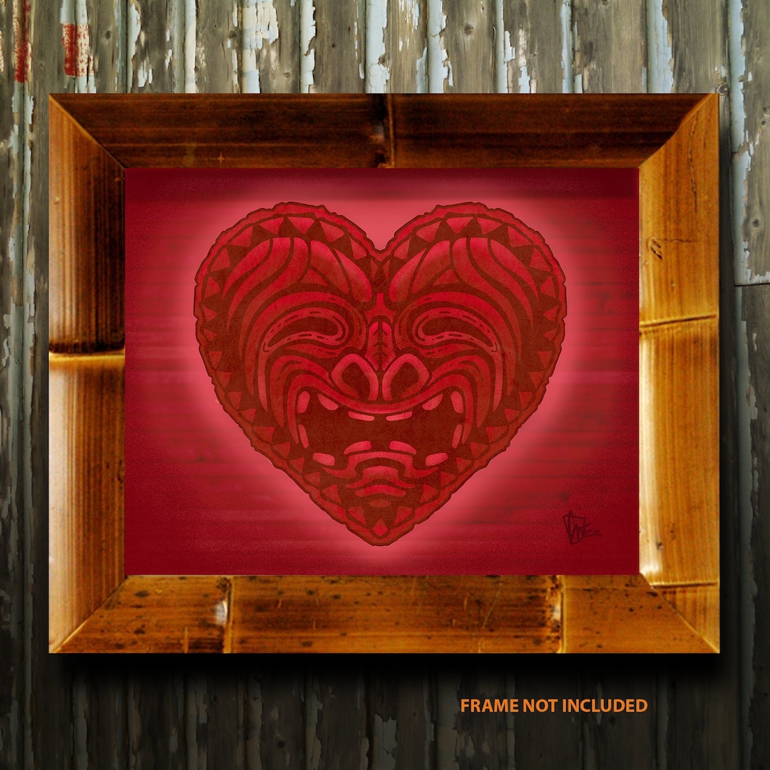 I Love Tiki Heart Bar Hawaiian Art Print Poster 8X10 16X20 - Etsy