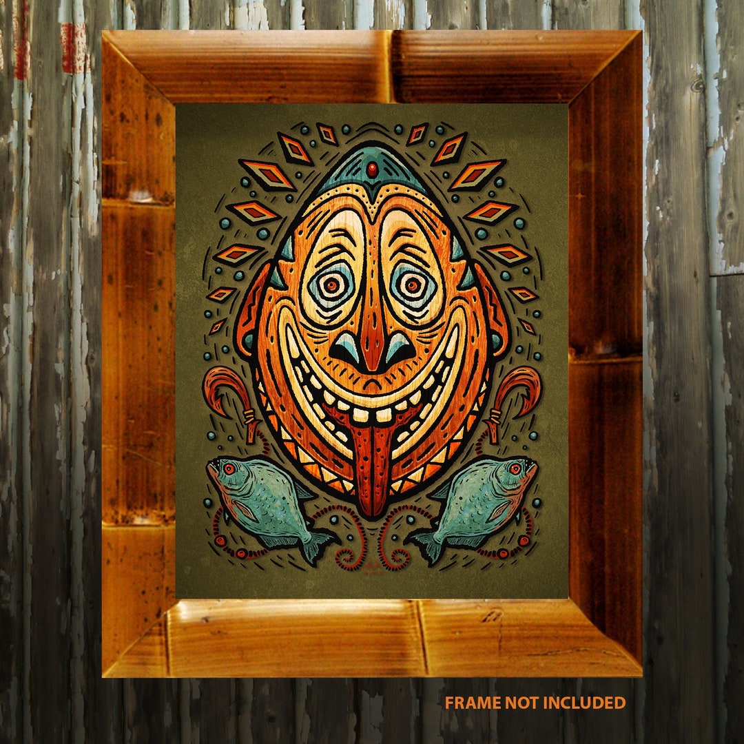 Tiki Art 'fishing Buddy' Piranha Print – 8x10 Retro Bar Decor ...