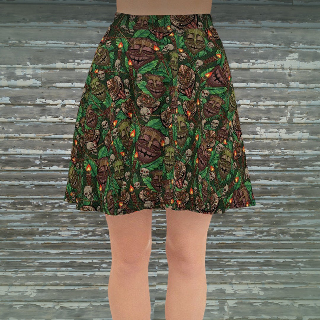 Tiki Masks Skirt, Torches, and Skulls, Adventure, Cannibal, Hawaiian ...