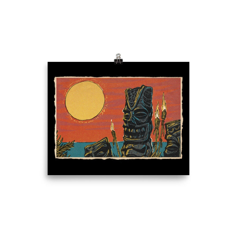 Tiki Sunset 8X10 Hawaiian Art Print Poster - Etsy