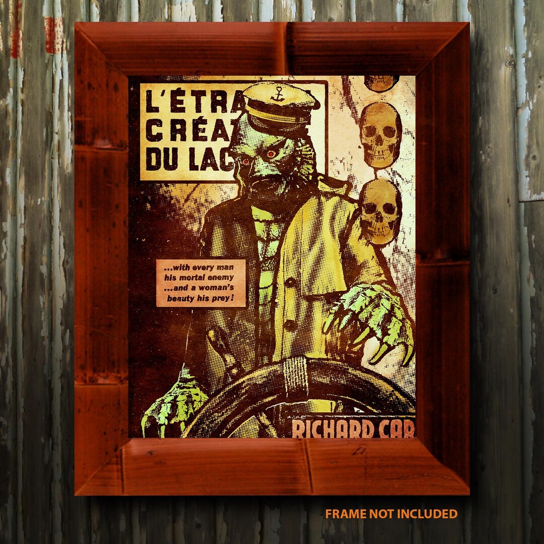 Captain Creature Tiki Art Print – 8x10 Vintage Distressed Lagoon ...