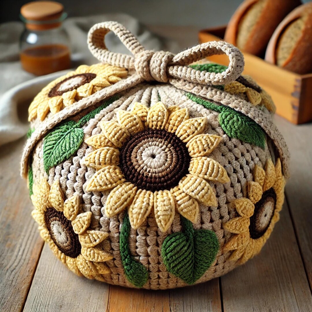 Sunflower Sourdough Wrap Crochet Pattern Easy to Make Bread Cozy Cover ...