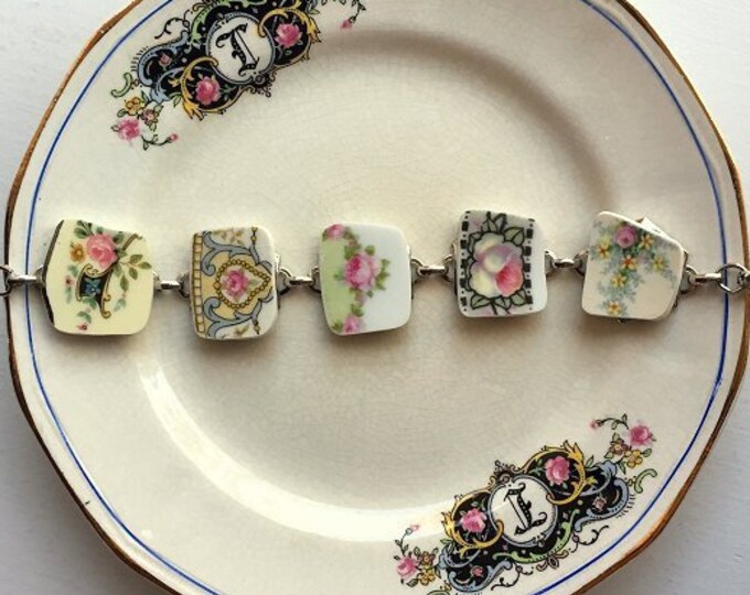 Broken China Jewelry. Chunky China Shard Bracelet 8 in Made From ...