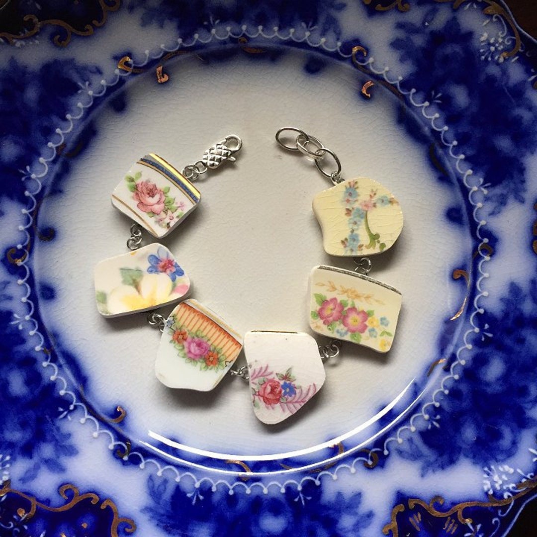 Broken China Jewelry, Broken China Bracelet, Made From Antique Broken ...