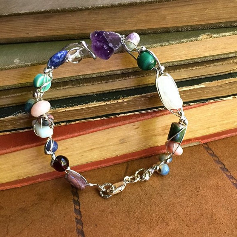 Fairy Ring of Gems, Beaded Gemstone Circlet Bracelet, Amethyst Crystal ...