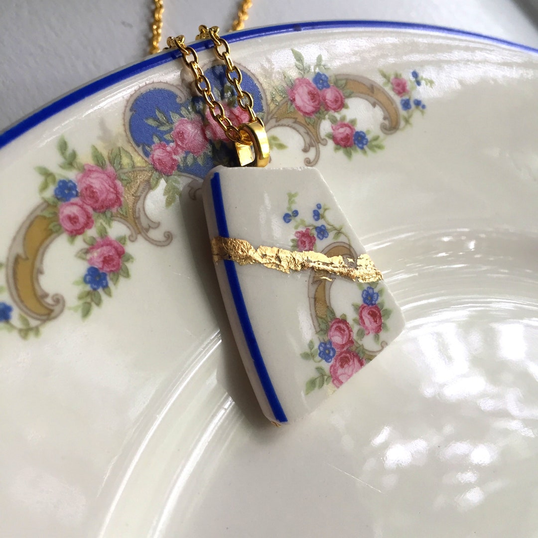 Kintsugi Jewelry, Gold Mended, Broken China Jewelry, China Pendant ...