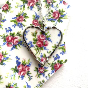 Fabulous Rosina Chintz Pink Rose & Forget Me Not, Heart Pendant, Broken ...