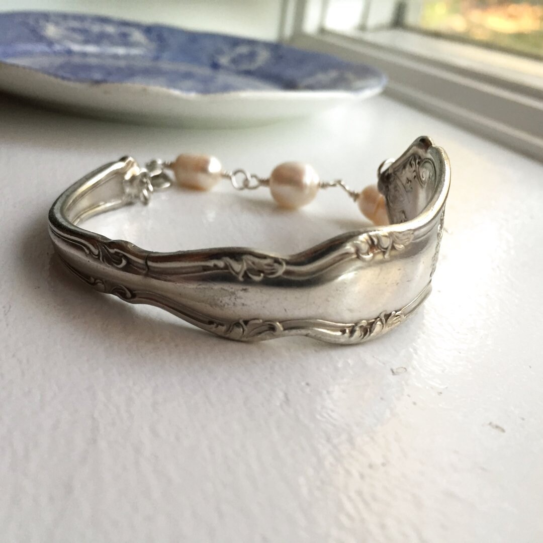 Classic and Beautiful, Vintage Silver Spoon Bracelet With Baroque ...