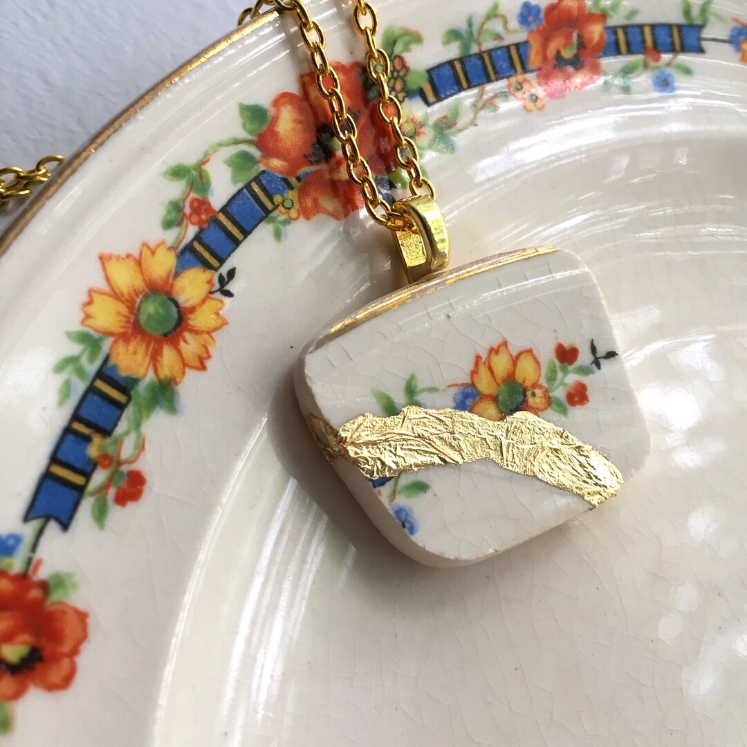 Kintsugi Jewelry, Gold Mended, Broken China Jewelry, China Pendant ...