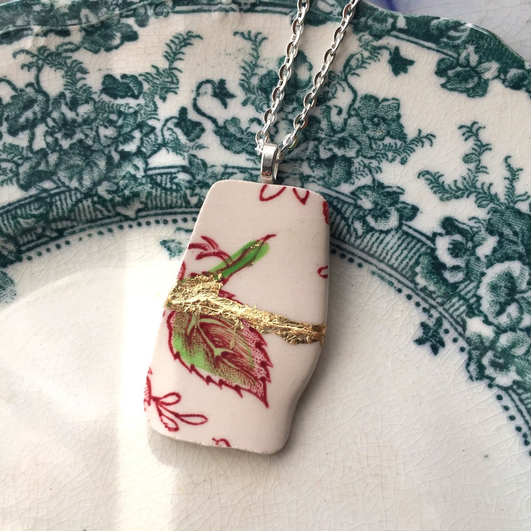 Vintage Rose Chintz China, Kintsugi Jewelry, Gold Mended, Broken China ...